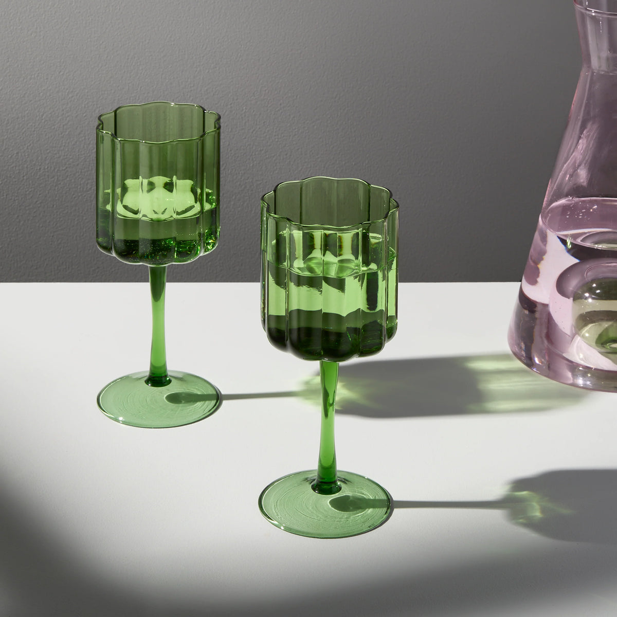 Wave Wine Glass Set | Green | Fazeek – Run to the River